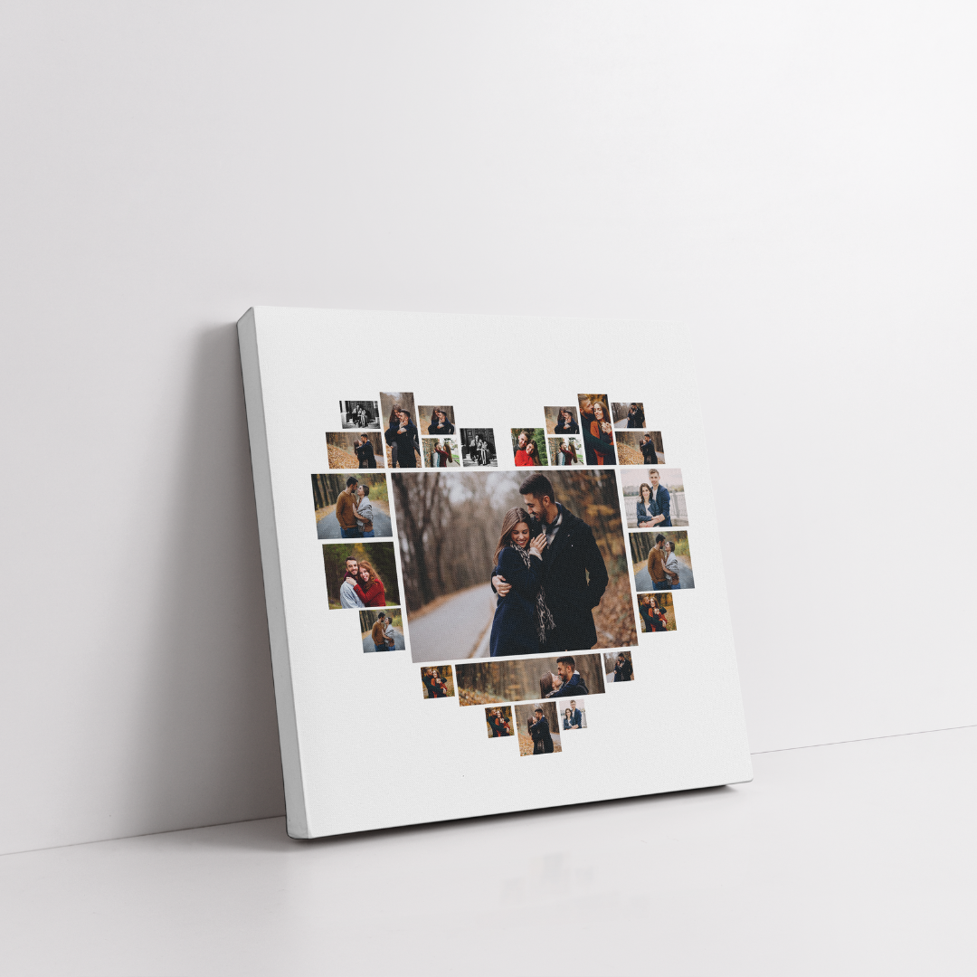Heart Shaped Photo Collage Custom Canvas Print | Personalized Wall Art ...